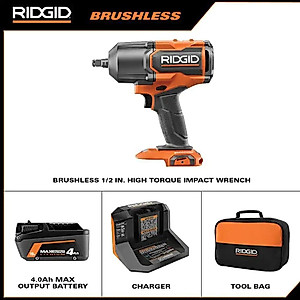 Pacroban 18V Brushless Cordless 4-Mode 1/2 in. High-Torque Impact Wrench Kit with 4.0 Ah Battery and Charger