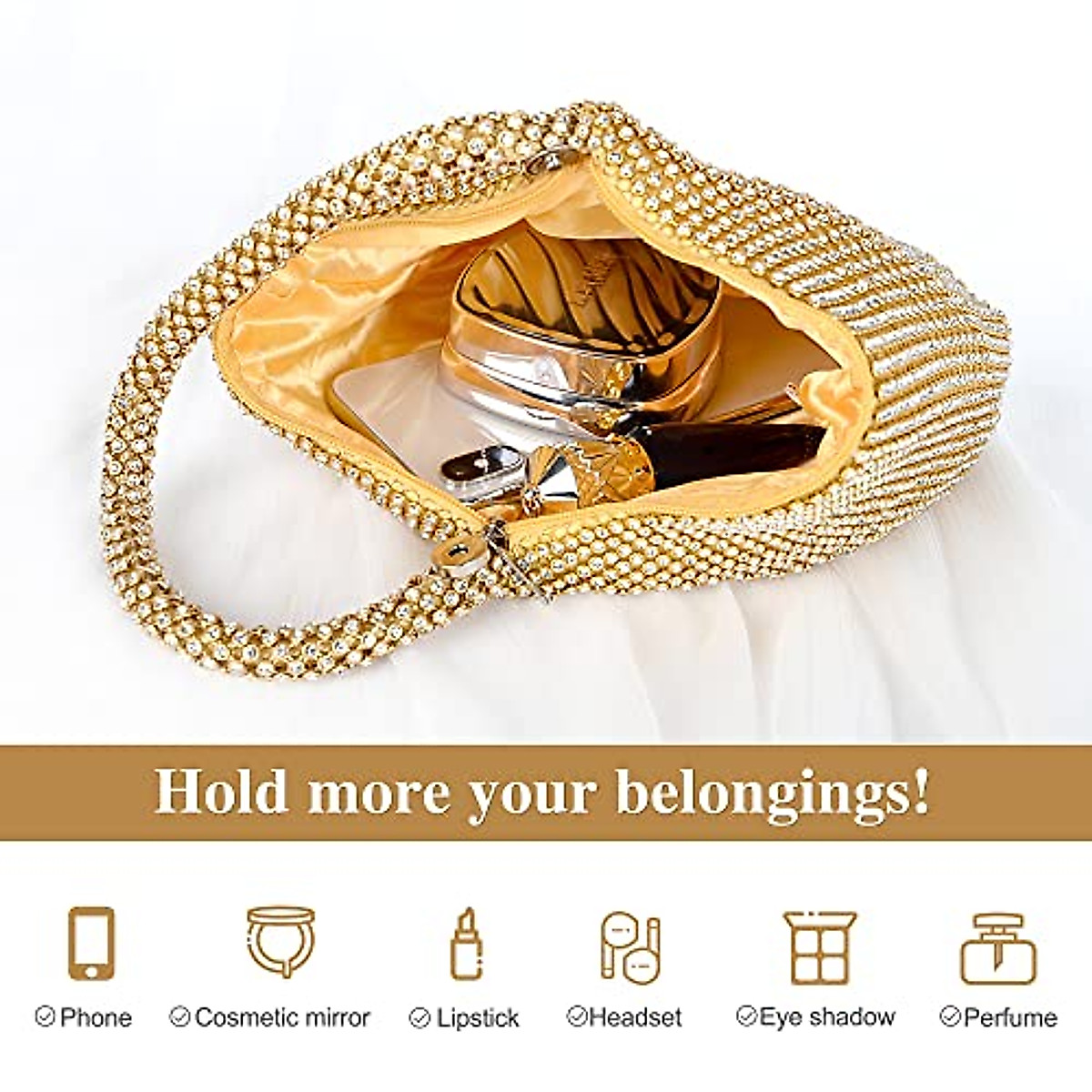 Evening Clutch Purses for Women Rhinestone Clutch Diamond Purse Bag 1920s Flapper Handbag Night Wedding Formal Crystal Purse