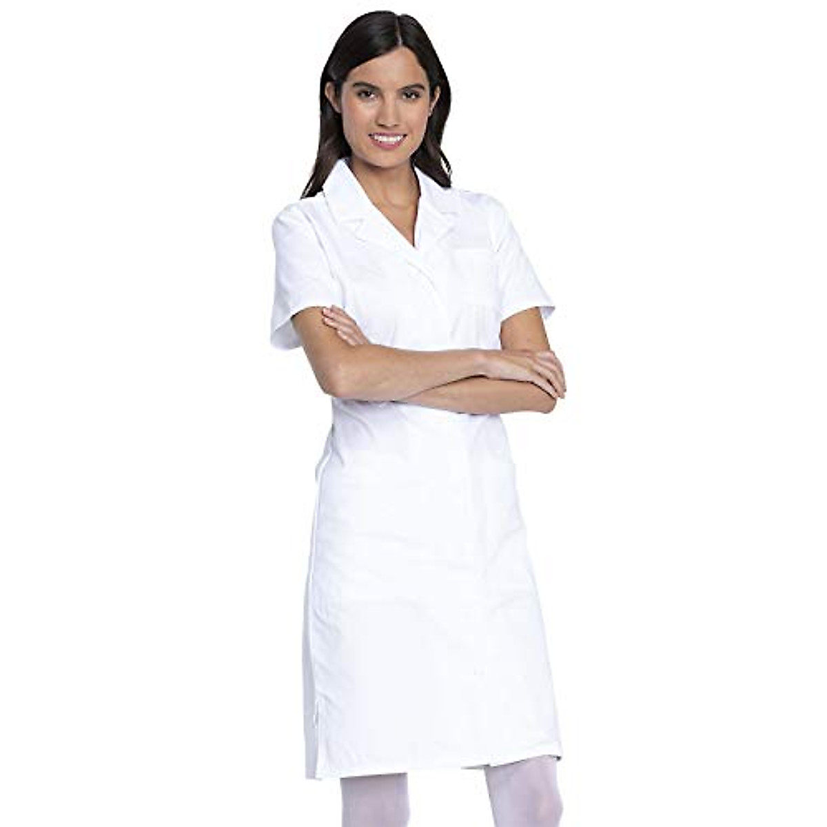 Dickies womens Button Front medical scrubs dresses, White, Large US