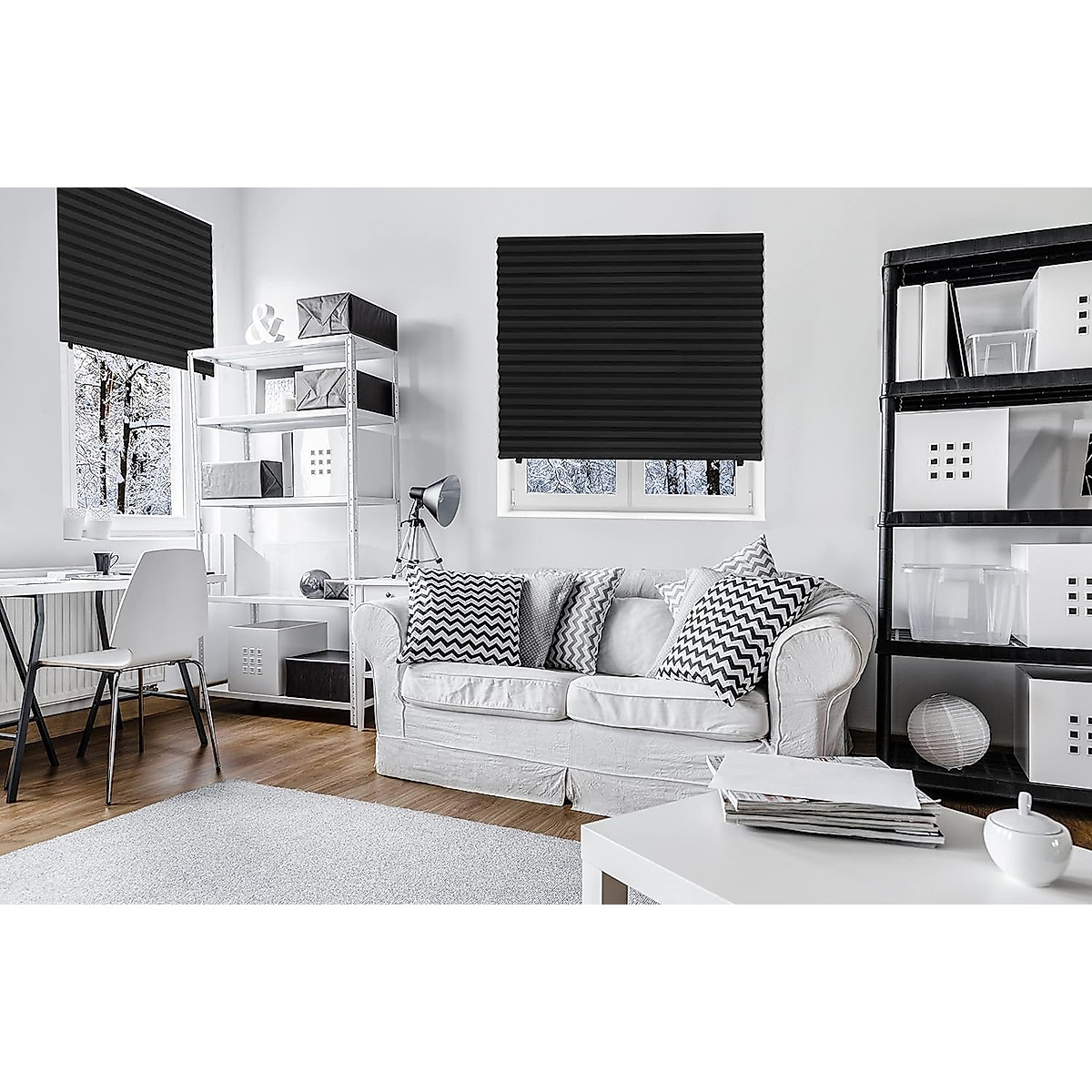 Redi Shade No Tools Original Blackout Pleated Paper Shade Black, 48 in x 72 in, 6 Count (Pack of 1)