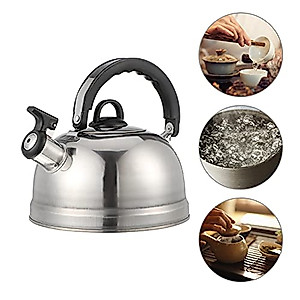YARNOW Stainless Steel Teakettle, 3 Quart Whistling Teapot with Handle, Tea Kettle for Stovetop ( Silver )