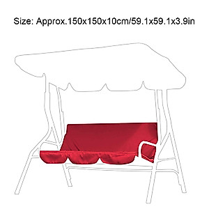 Swing Seat Cover, Waterproof Foldable Replacement Swing Canopy Cover, Ultra-Lightweight 3-Seat Chair Cover Hammock Protection Cover for Outdoor, Garden, Courtyard(Red)
