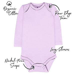 HonestBaby 10-Pack Organic Cotton Long Sleeve Bodysuits, Rainbow Girl, Newborn