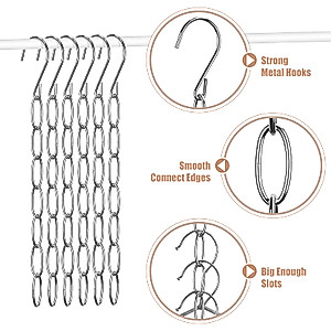 DTICON Hangers Space Saving, Metal Chain Clothes Hanger Organizer with 7 Slots, Magic Foldable Multiple Hangers in One,Collapsible Vertical Space Saver Hangers for Closet Organizer (Pack of 10) Silver