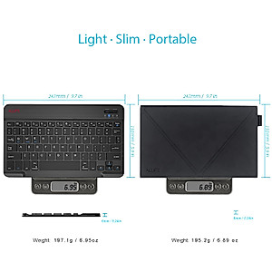 ALLIFE Universal Ultra Light Slim Portable Wireless Bluetooth 3.0 Keyboard for iOS iPad iPad Air, Pro, Mini, Android, Windows Tablets PC Smartphone with Protection Case Stand