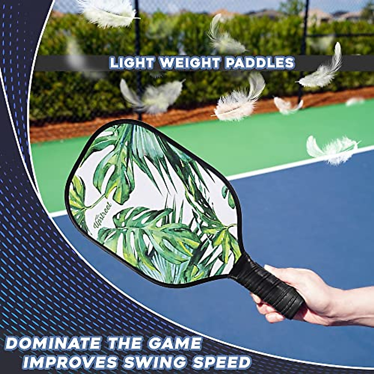 Upstreet Graphite Pickleball Paddle Set of 2 | Pickle Paddle Pickleball Set | Pickleball Rackets Include Padded Cover, Lightweight Honeycomb Composite Pickleball Paddles for Women & Men, Paddle Racket