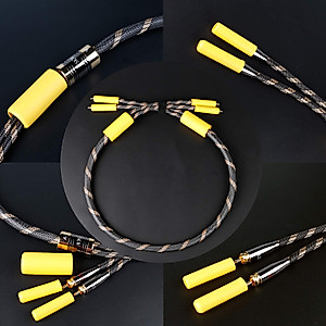 SKW Upgrad Audiophiles Audio Cable 2RCA Male to 2RCA Male HiFi System Converter Adapter with Diameter 12.8mm Black 4.9ft (1.5M)