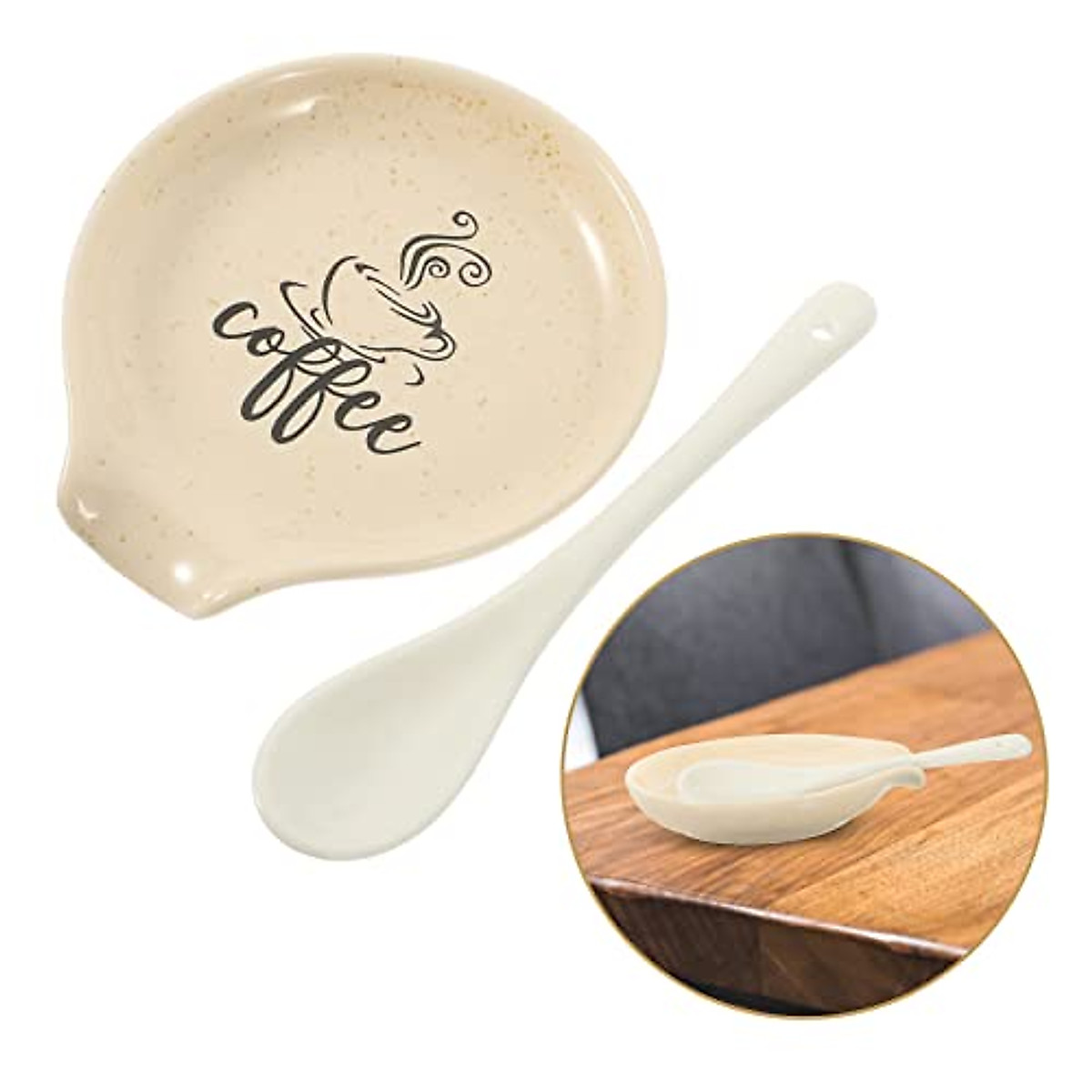 Cabilock 4 Sets Ceramic Spoon Rest Coffee Mug Spatula Holder Kitchen Spoon Rest Stove Spoon Holder Coffee Cups Ceramic Scoop Rest for Daily Use Scoop Holder for Kitchen Coffee Spoon Rest