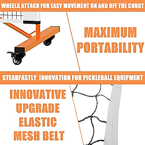 PICKLETECH Pickleball Net Portable Outdoor with Wheels - 22 FT USAPA Regulation Size, Applies to Indoor & Outdoor & Driveway, Pickle Ball Net System with Carrying Bag (Orange)