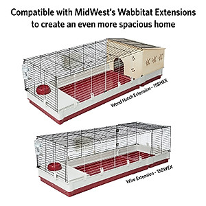 Midwest Homes for Pets Deluxe Rabbit & Guinea Pig Cage, X-Large, White & Red