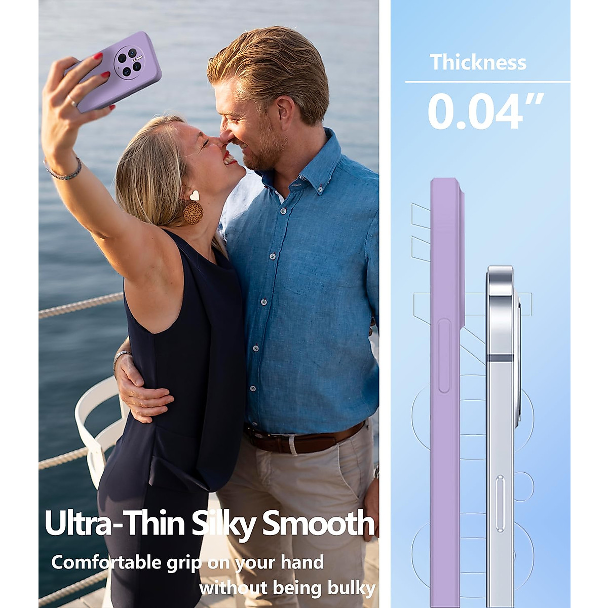 Wousunly Compatible with Huawei Mate 50 Pro Case Silicone Liquid Dark Green, Soft Smooth Touch Huawei Mate 50 Pro Phone Case Silicone Shockproof Thin Cover (Purple)