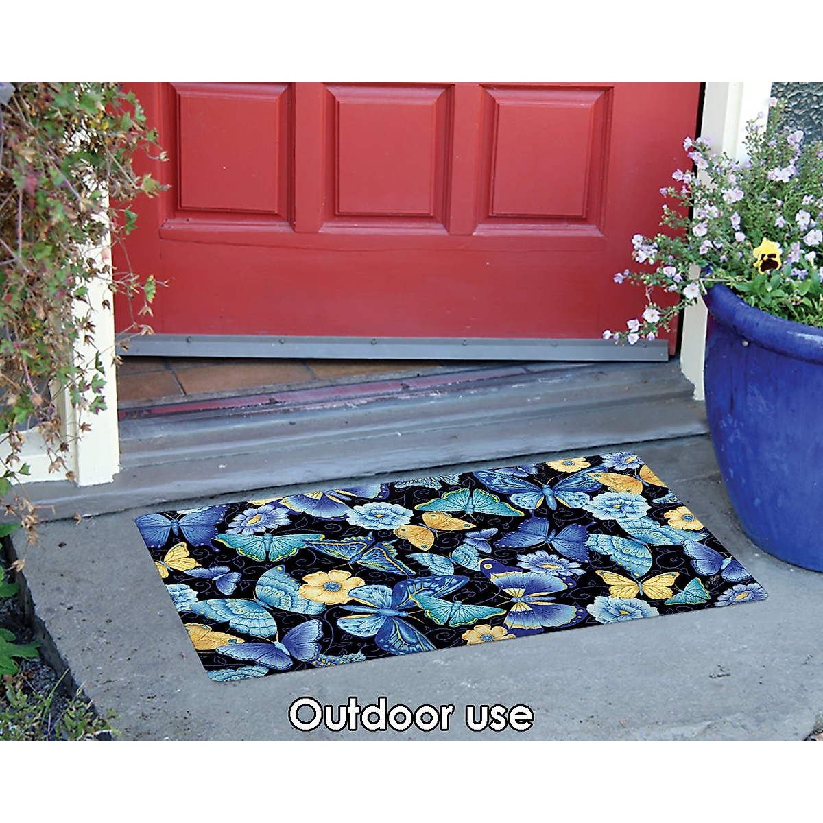 Toland Home Garden 800024 Blue Butterfly Summer Door Mat 18x30 Inch Spring Outdoor Doormat for Entryway Indoor Entrance