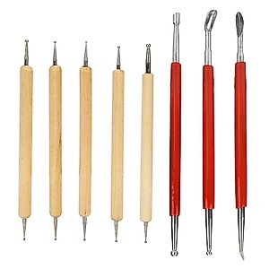 8Pcs Leather Craft Carving Stylus Tool Set,Double Headed Point Drill Pens Spoons Kit Set for DIY Handmade Leatherwork Embossing Carving