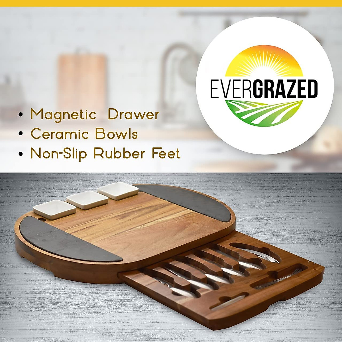 Acacia Cheese Board Set - Large Charcuterie Boards & Cheese Board and Knife Set - Kitchen Wine Meat Cheese Platter - Unique Thanksgiving, Christmas, Holiday, Anniversary or Wedding Gift