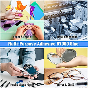 B-7000 Clear Glue Adhesive for Crafting, Industrial Strength Semi Fluid B7000 Glue with Precision Applicator Tips, Art Dotting Stylus Pens for DIY Rhinestone Jewelry Bead Making(2 PCS, 50 ML/ 2.1 oz)