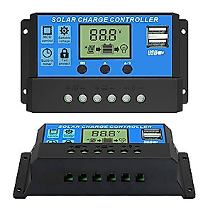 Envistia Mall 12V 24V 10A Solar Panel Battery Regulator Charge Controller with USB Outputs
