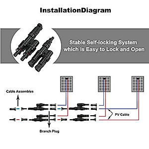 Qnbes 1 Pair Branch Connectors Solar Connectors Y Connector in Pair MMF+FFM for Parallel Connection Between Solar Panels