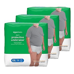 Amazon Basics Incontinence Underwear for Men, Maximum Absorbency, 2X-Large, 42 Count (3 Packs of 14)
