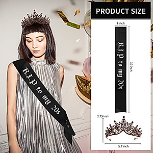 R.I.P to My 20s Sash with Black Crown RIP to My 20s Birthday Sash for Girl for 30 th Birthday Girl Funeral for Youth 30th Decorations Birthday Prom Cosplay Party