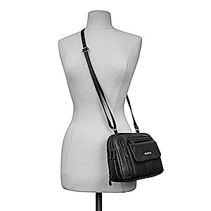 MultiSac womens Zippy Triple Compartment Crossbody Bag Cross Body, Black (Vintage Nappa), One Size US