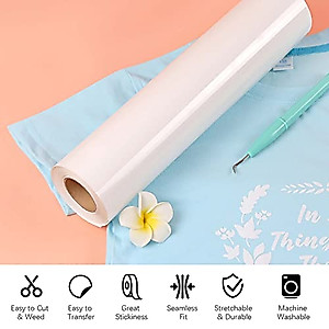 HTVRONT White HTV Heat Transfer Vinyl Roll - 12" x 40ft White Iron on Vinyl for Shirts - Easy to Cut & Weed HTV Vinyl for Clothes