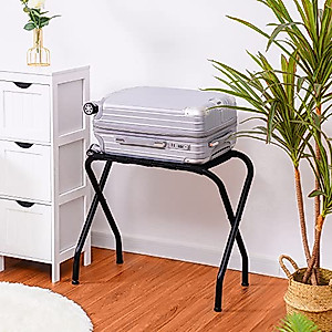 Heybly Luggage Rack,Steel Folding Suitcase Stand for Guest Room Bedroom Hotel,Black,HLR001B1