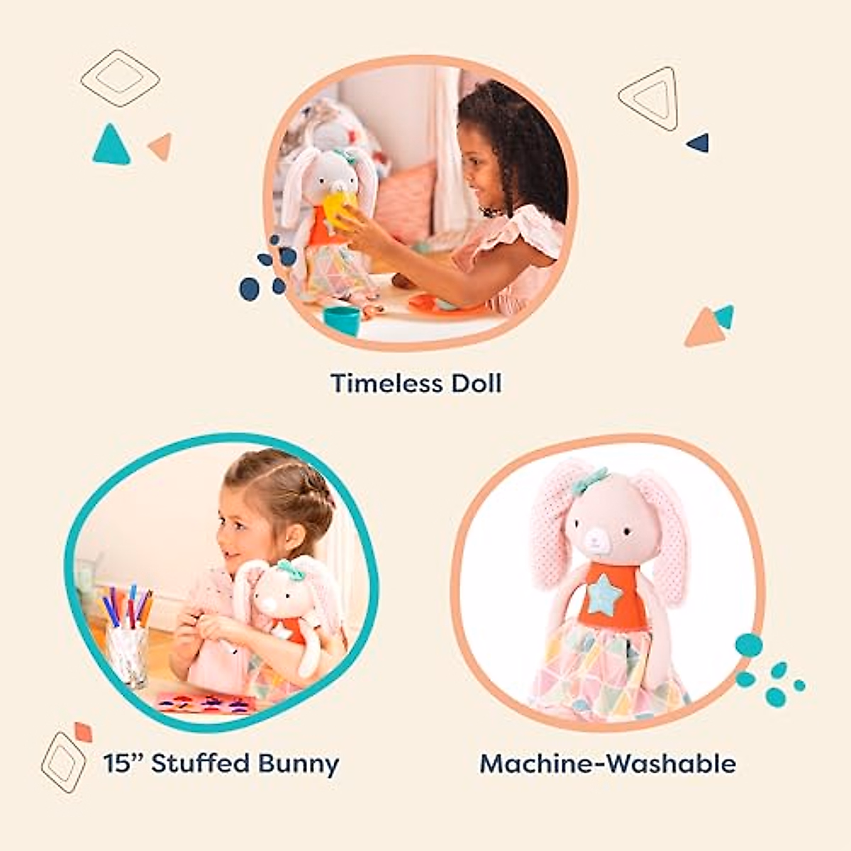 B. toys- B. softies- 15" Plush Bunny- Soft Stuffed Animal for Baby, Toddler, – Orange & Pastel Outfit- Washable Rabbit- Tippy Toes- Becky Bunny- 0 Months +