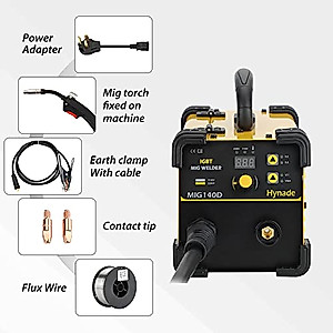 MIG140D Mig Welder, Dual Voltage 110/220V Gasless Flux Wire Welding Machine-Welding Gloves 16 Inches