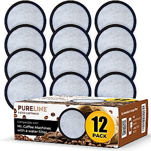 Pure Line Replacment for Mr. Coffee Water Filter Charcoal Disks. Universal Fit for Mr. Coffee Machines. (12 Pack)