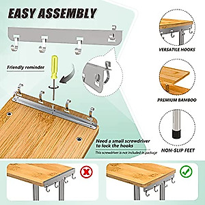 ZHWS Kitchen Countertop Organizer Corner Shelf - 3 Tier Bathroom Storage Display Counter Shelves Bamboo Spice Rack Desk Bookshelf with Hooks