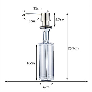 Fapully Commercial Bathroom Brushed Nickel Deck Mount Kitchen Under Sink Liquid Dish Soap and Lotion Dispenser,Countertop in Counter Kitchen Soap Dispenser