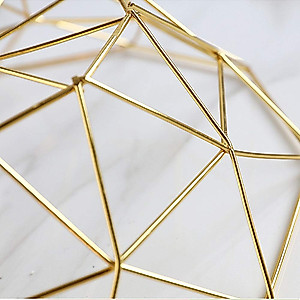 IBWell Geometric Metal Wire Fruit Bowl, Iron Arts Fruit Storage Baskets for Kitchen Counter, Countertop, Home Decor, Table Centerpiece Decorative hold Vegetables, Bread, Snacks, Potpourris(Large Gold)