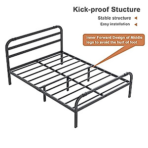 Umyder Full Size Bed Frame with Headboard and Footboard,14 Inch High Metal Platform Bedframe with Sturdy Steel Slats Support,No Box Spring Needed,for Teen,Noise Free,Easy Assembly,Anti-Slip