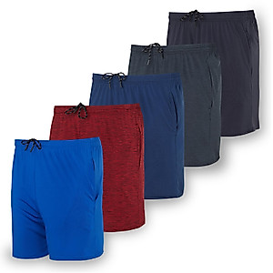 5 Pack: Mens Big & Tall King Size Heavyweight 5 Inch Gym Shorts Running Workout Dry Fit Athletic Active Short for Men with Pockets Basketball Fitness Quick Training Summer Sport Exercise - Set 4, 3X
