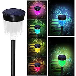 Ollivage Solar Path Lights Outdoor, Color Changing Garden Light Solar Powered Waterproof Auto On/Off Outdoor Solar Landscape Lighting for Yard Patio Walkway In-Ground Spike, 1Pack