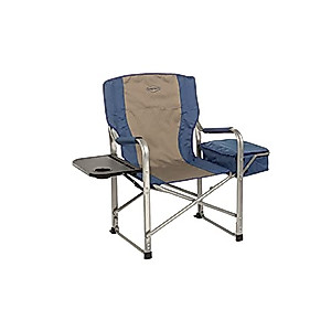 Kamp-Rite Portable Outdoor Beach Patio Lawn Director's Chair w/Cooler, Table, & Cup Holder for Backyard, Tailgate, & Sports, 350LB Capacity, Navy/Tan