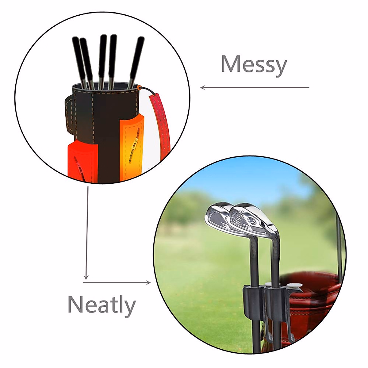 10 Pack Golf Putter Clip Golf Bag Clip on Putter Clamp Holder Golf Putter Clip Organizer Ball Marker for Golf Accessories