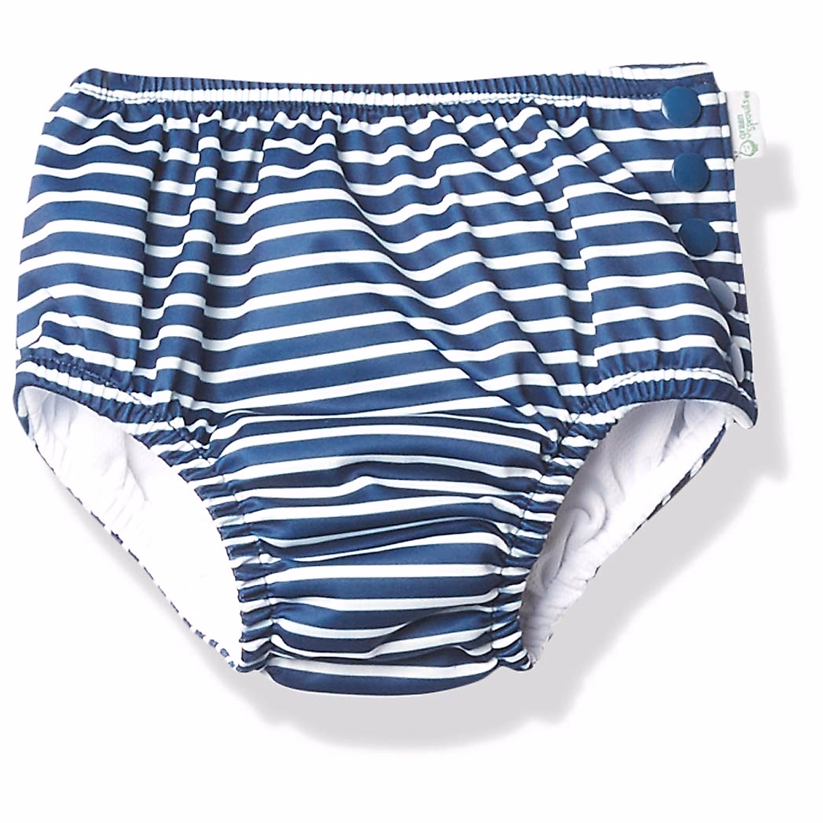 green sprouts Snap Reusable Absorbent Swimsuit Diaper, Navy Stripe, 6 Months