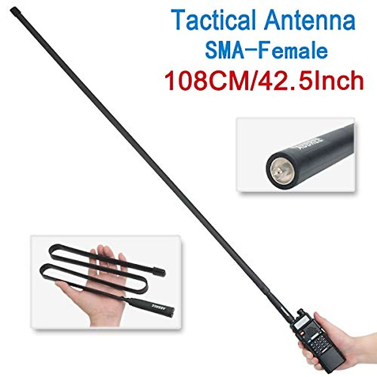 2 Pack 42.5-Inch Length ABBREE SMA-Female Dual Band 144/430Mhz Foldable CS Tactical Antenna for GMRS Radio Baofeng Walkie Talkie UV-5R UV-82 BF-888S BF-F8HP Ham CB Two Way Radio Transceiver(42.5in)