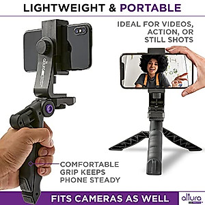 Altura Photo Tripod for iPhone - Phone Stabilizer & Cell Phone Tripod w/Ergonomic Stable Grip - 360 Degree Rotating Phone Holder iPhone Tripod Stand - Stocking Stuffers iPhone Tripod