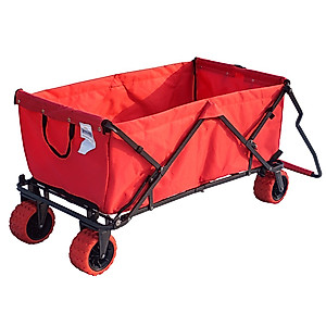 Impact Canopy Folding Collapsible Utility Wagon, Extra-Large Wagon with All-Terrain Wheels, Red