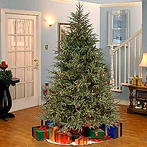 National Tree Company Pre-Lit 'Feel Real' Artificial Full Christmas Tree, Green, Frasier Grande, White Lights, Includes Stand, 7.5 Feet