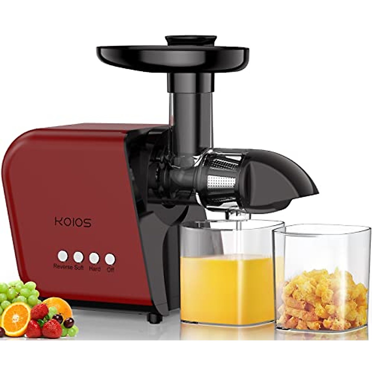 KOIOS Juicer, Masticating Slow Juicer Extractor with Reverse Function, Cold Press Juicer Machine with Quiet Motor, BPA-FREE Juicer Easy to Clean
