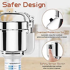 BAOJIAFU Electric Grain Mill Grinder 150g High-speed Grain Spice Herb Grinder 700W Dry Grinder Machine 304 Stainless Steel Superfine Powder Grinder 36000r/min for Kitchen Home and Commercial (150G)