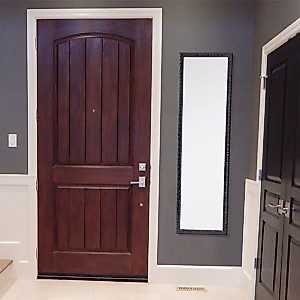 Flulep Full Length Wall Mounted Mirror, 50"x 14", Black