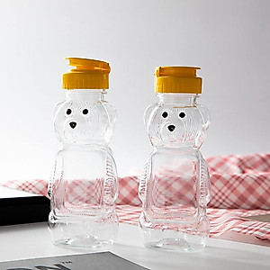 8 Oz Plastic Bear Honey Bottle Jars, Empty Honey Squeeze Bottle with Flip-top Lid for Storing and Dispensing, Yellow (NM003)
