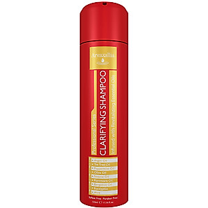 Arvazallia Clarifying Shampoo with Revitalizing Essential Oils - Professional-Grade Anti-Residue Cleanser Infused with Argan, Tea Tree, Peppermint, Olive, Sesame Oils, and Aloe