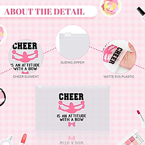 Sweetude 150 Pcs Cheerleader Gifts Bulk Cheer Makeup Bag Cosmetic Cheerleading Bag with Zipper Clear Cheerleader Travel Pouch Cheerleading Case for Girls Teammates Toiletry Accessories Gifts, 5 Styles