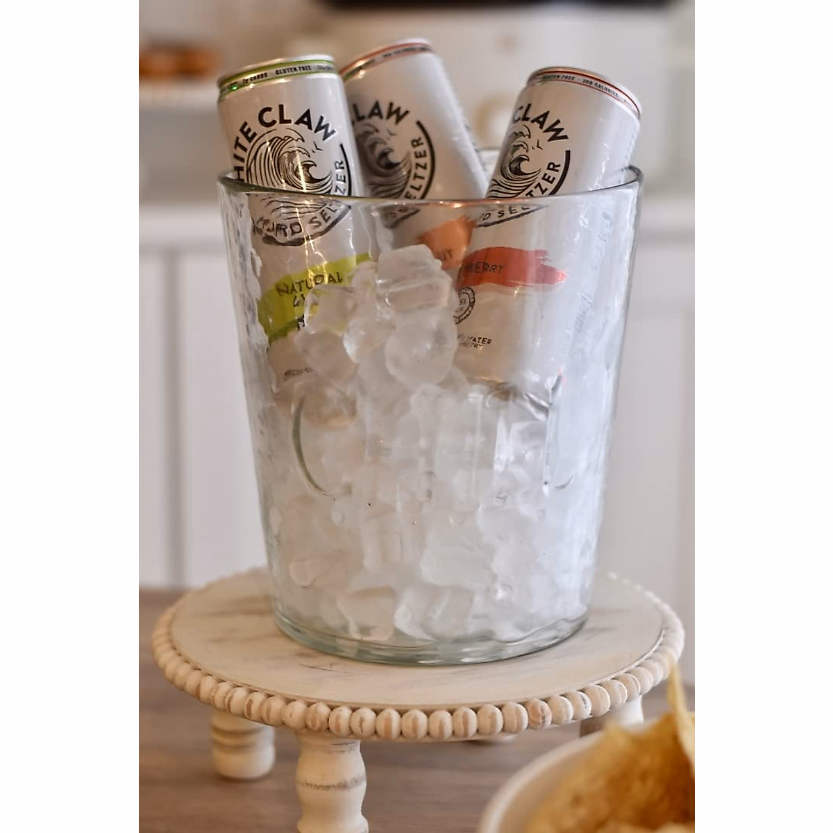 Mud Pie Textured Glass ICE Bucket, 8 1/2" x 7 1/2" dia, Clear