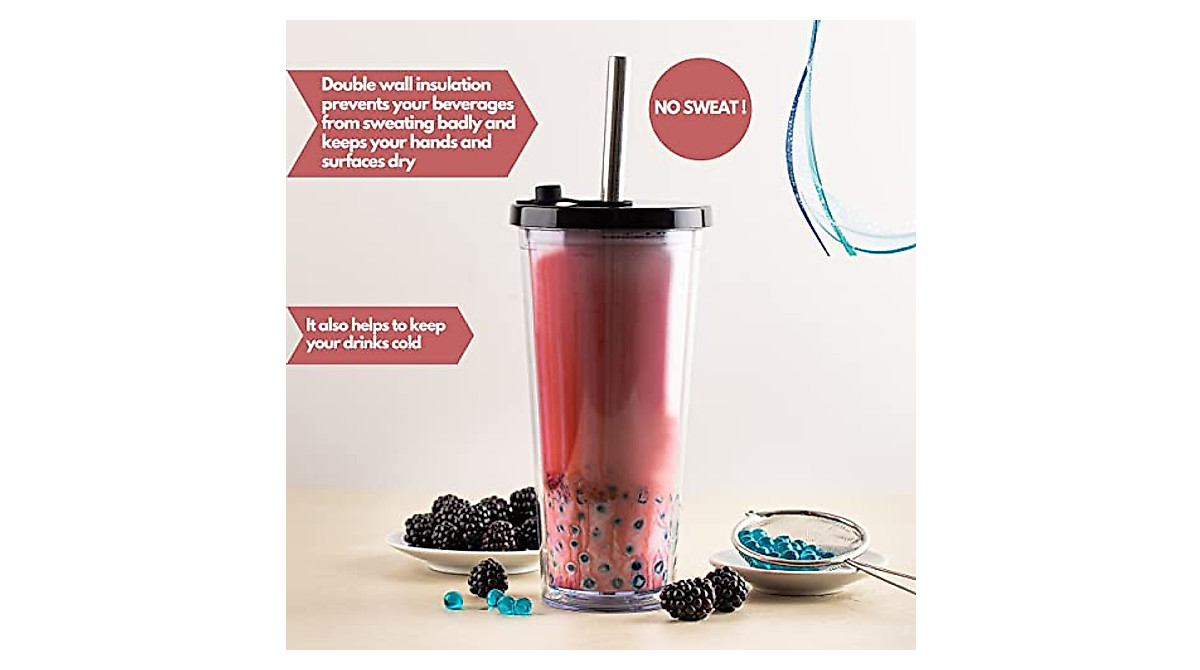 Reusable Boba Cup - 24 oz Insulated Tumbler